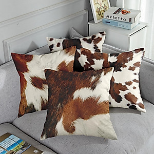 Sanwarm Throw Pillow Covers Home Decor Set of 4 Cow Animal Retro Farm Camouflage Cow Animal Pillow Cases Decorative 18 x 18 Inches Outdoor Cushion Couch Sofa Pillowcases