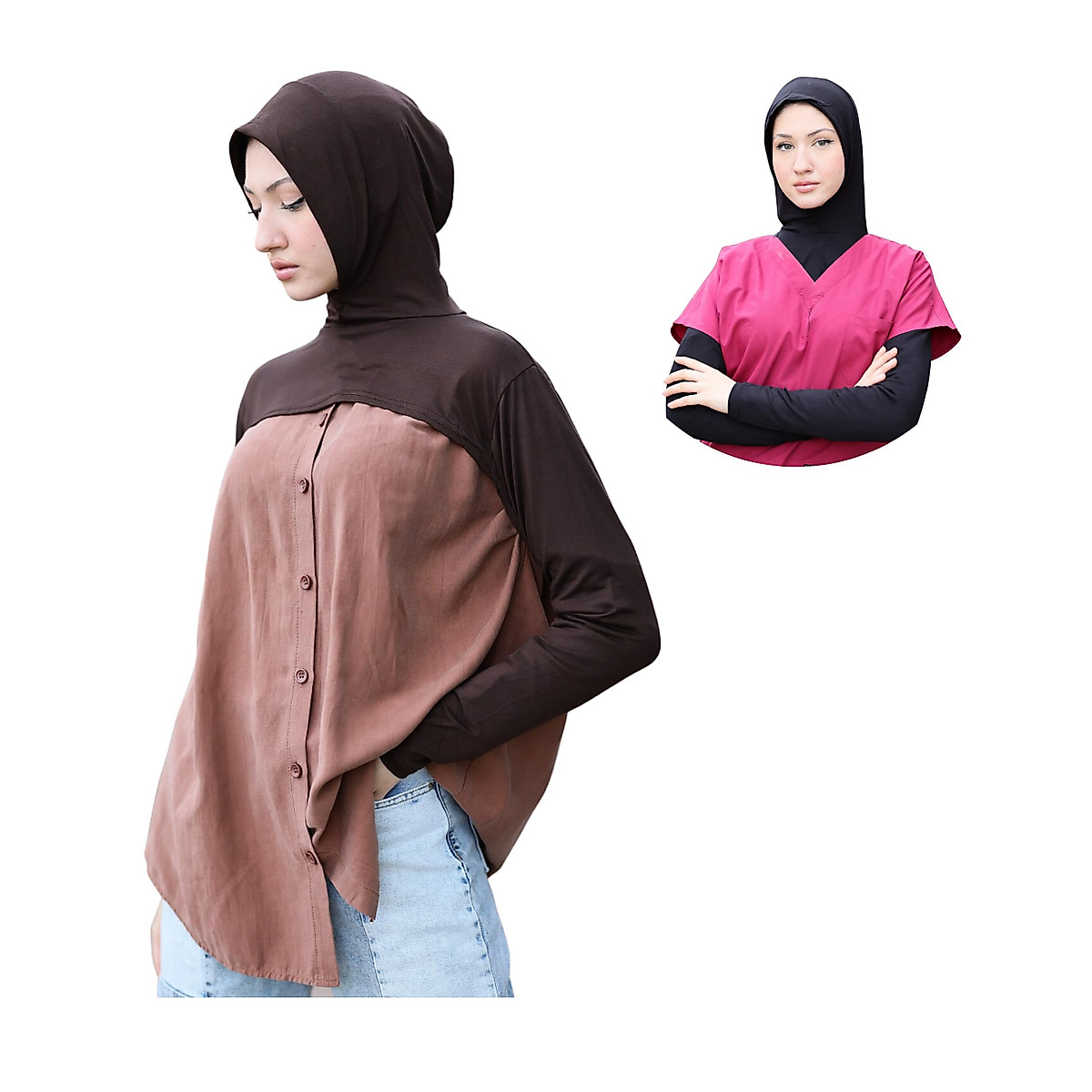 para life Hijab With Shrug-Arm Sleeve With Hijab-Hijab&Armsleeve|Shrugs For Women-Arm Sleeve|Arm Sleeves For Women-Hijab Undercap (Hijab With Shrug, Brown)