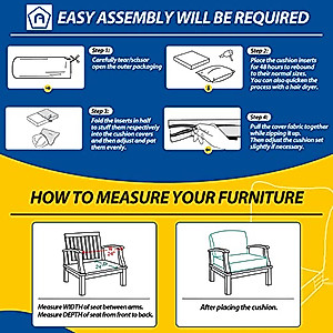 AAAAAcessories Outdoor Deep Seat Cushions for Patio Furniture, Water-Resistant Replacement Patio Chair Cushions, 24 x 24 x 5 inch, Navy Blue
