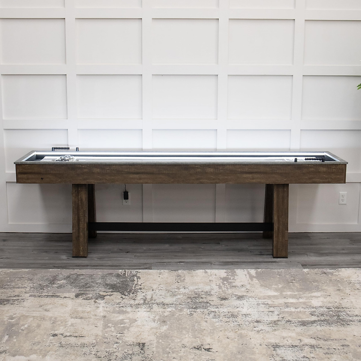 American Legend Stonebridge 9’ LED Light Up Shuffleboard Table with Bowling