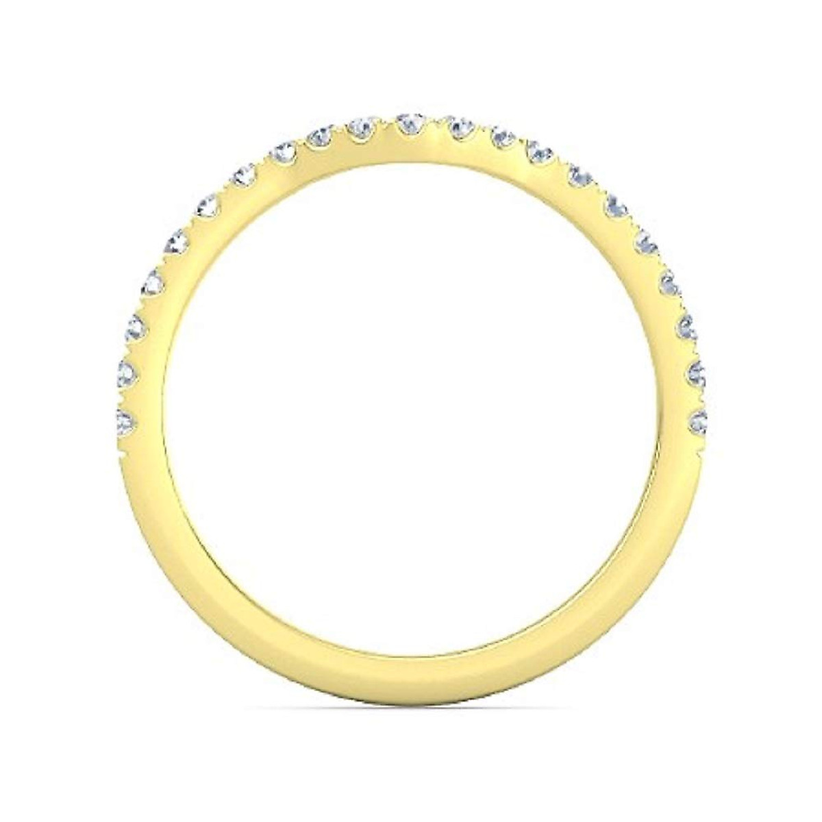 foreverjewelryhub 0.20ct Round Cut D/VVS1 Diamond Curved Half Eternity Wedding Band 14k Yellow Gold Plated 925 Sterling Silver