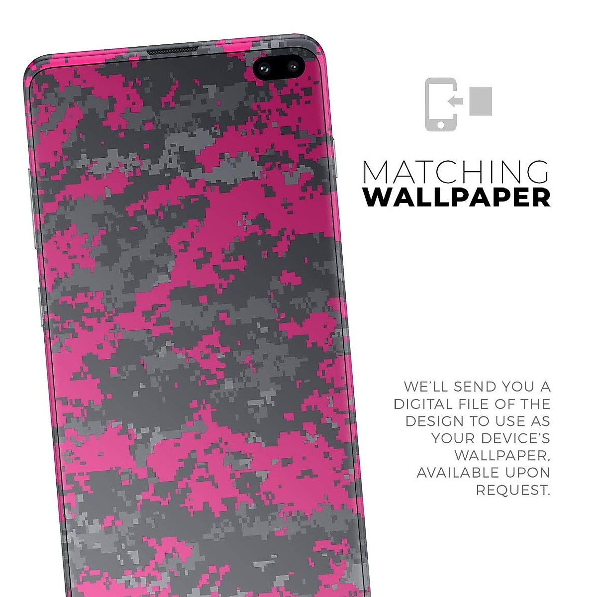 DesignSkinz Bright Pink V2 and Gray Digital Camouflage Protective Vinyl Decal Wrap Skin Cover Compatible with The Samsung Galaxy S20 (Screen Trim & Back Glass Skin)