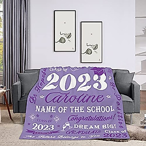 Custom Class of 2023 Graduation Blanket with Graduate Name & School, Personalized Graduation Blanket for Class of 2023, Graduation Gifts 2023 for College and High School Graduates