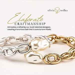 Olivia Welles Bridget Pearl Bracelets for Women in Chain Style, Dainty Bracelets for Women Trendy - A Statement in Luxury Jewelry Collection for Every Occasion