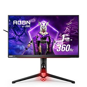 AOC Agon PRO AG254FG 25" Tournament Gaming Monitor, FHD 1920x1080, 360Hz, 1ms, DisplayHDR 400, G-SYNC + Reflex, Console Ready, Light FX, Low Input Lag, Height-Adjustable