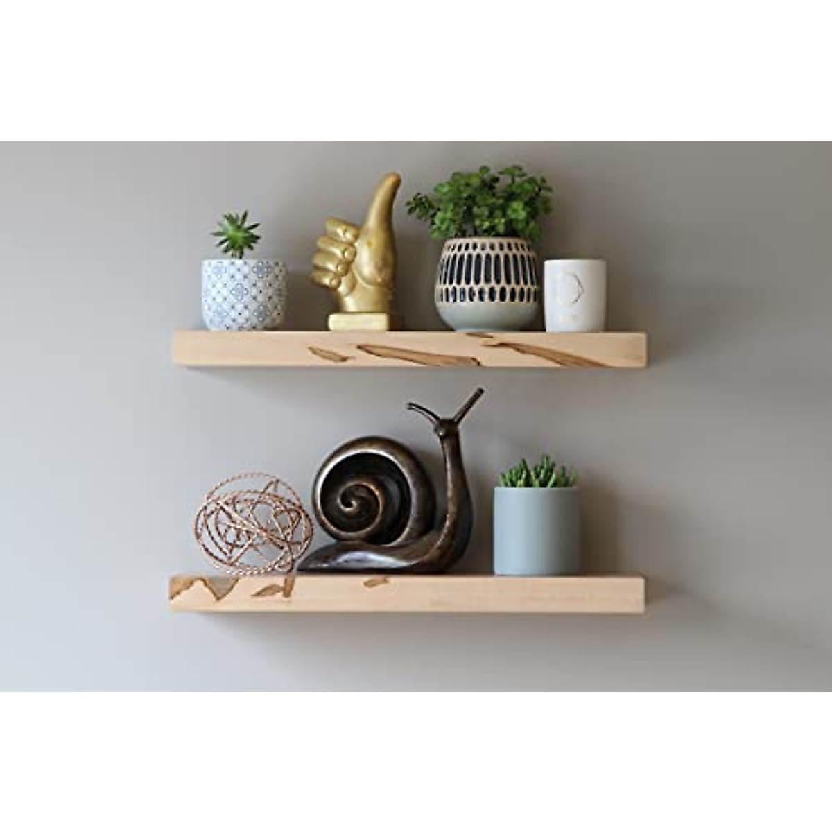 Urban Legacy Modern Hardwood Floating Accent Shelves | Set of 2 | Wormy Maple | Furniture Grade Clear Coat | Amish Handcrafted, Lancaster, PA (24" x 7" x 2")