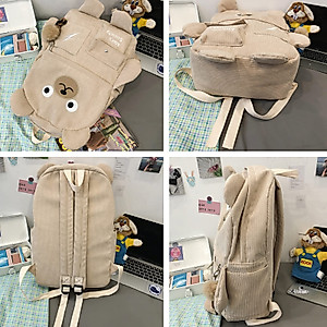 bafokrim Kawaii Backpack For Girls Boys teens Cute Bear Large Capacity Fashion Leisure Backpack With Small Bag (Black)