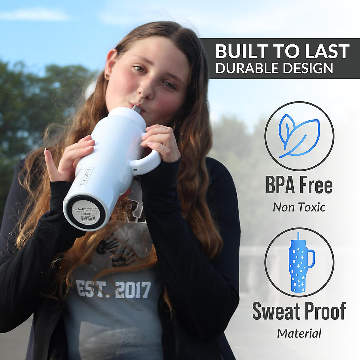 Coldest Tumbler with Handle and Straw Lid | 3 Lids Insulated Reusable Stainless Steel Water Bottle Travel Mug | Gifts for Women Him Her | Limitless Collection (36 oz, Interstellar Reef Glitter)