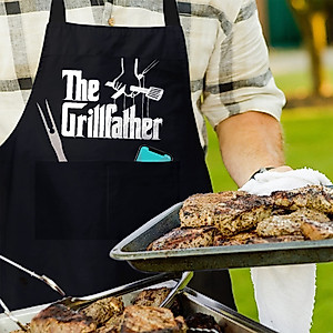 Bang Tidy Clothing BBQ Apron Funny Grill Aprons for Men The Grillfather Men’s Grilling Gifts Black