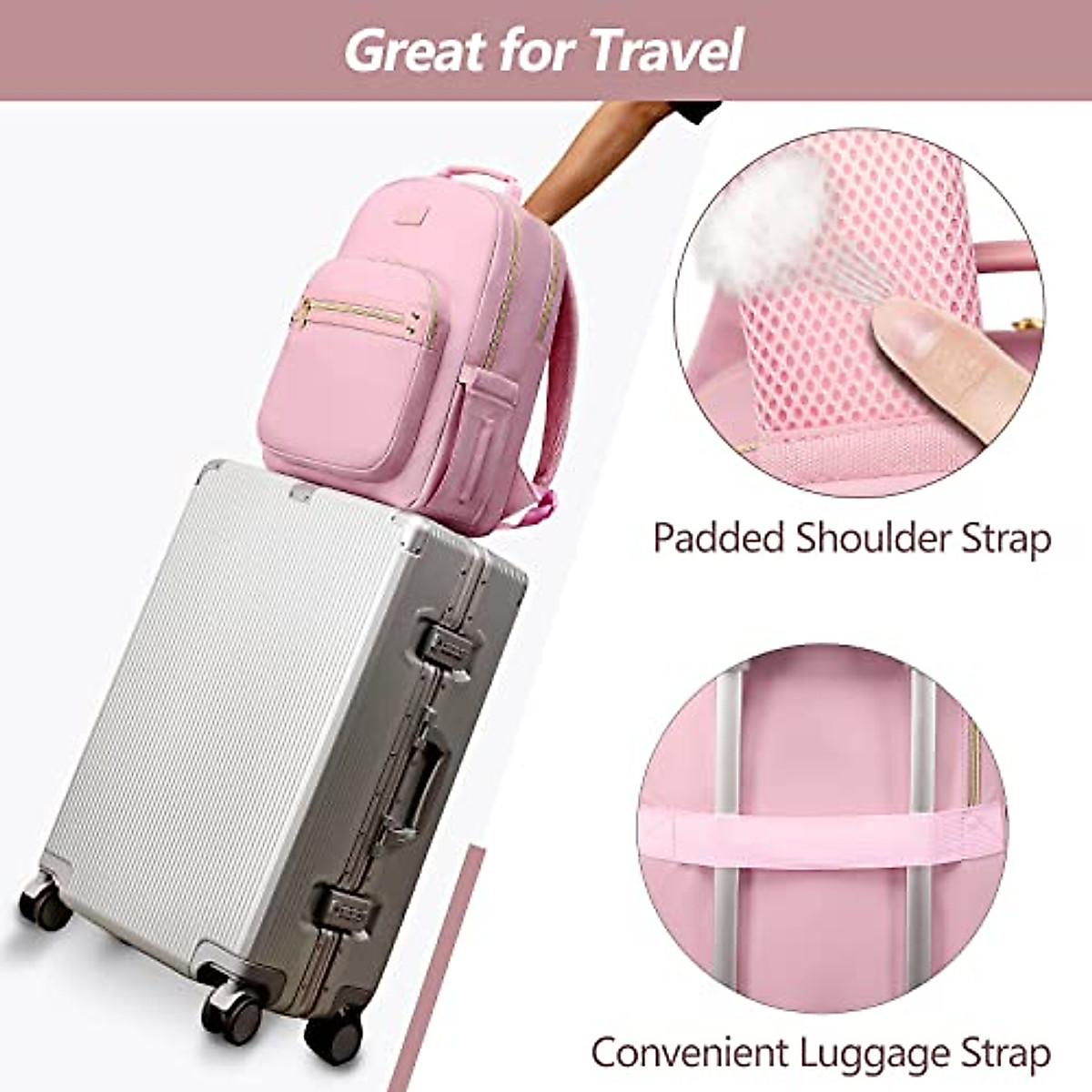 BAGSWAN Laptop Backpack Travel Nurse Bag 15.6 inch Teacher Bookbag Business Computer Backpacks Purse Travel Work Anti-theft College Bags with USB Charging Port Light Back Pack Student