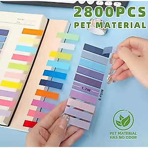 2800-Pcs Sticky/Book Tabs, Writable Morandi Translucent Book Markers Sticky Note Tabs, Repositionable Book Flags Strip, Post It Notes, Book Annotation Supplies, Annotation Tabs, File Index Tabs