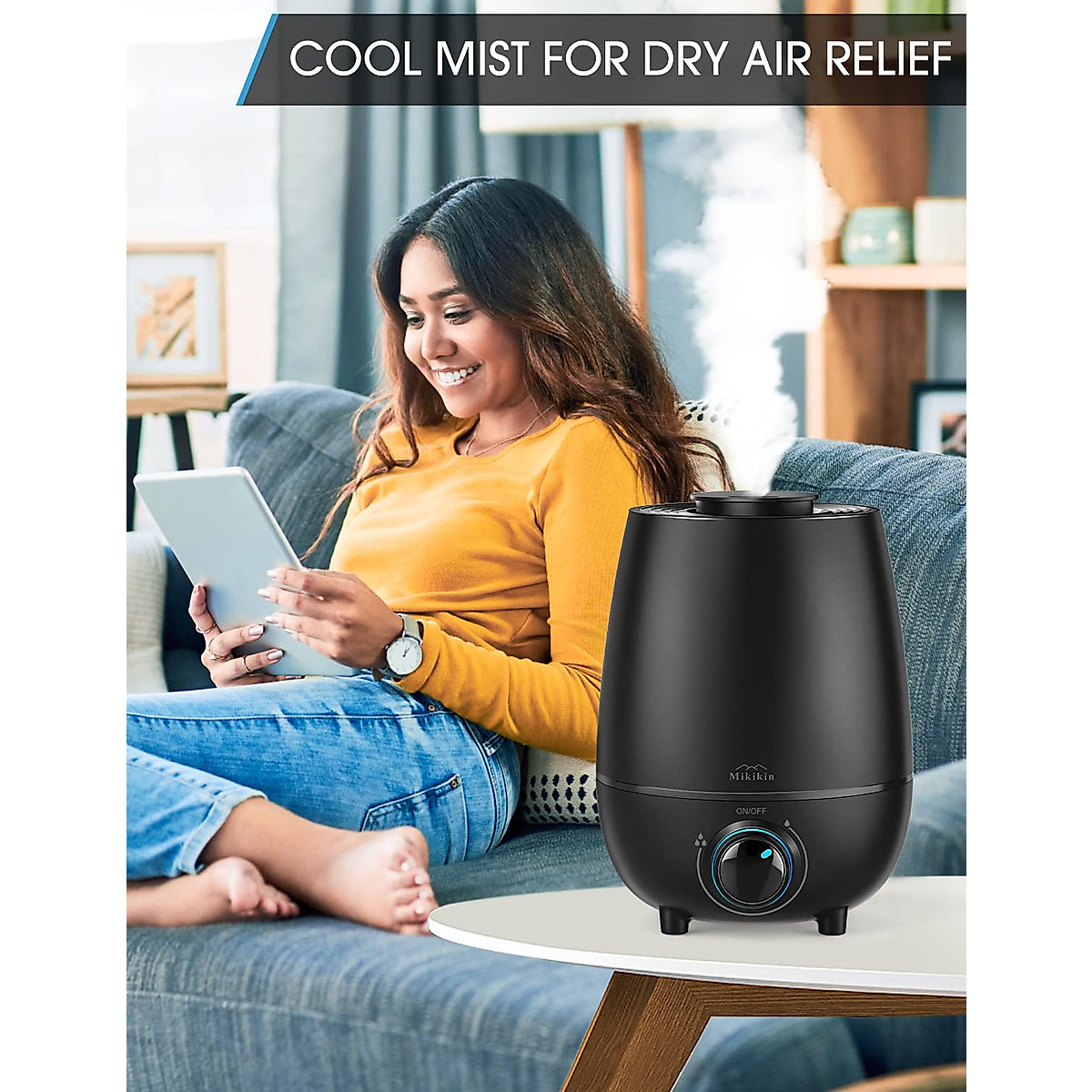 Humidifiers for Bedroom Large Room, Humidifier for Plants, Quiet Top Fill Ultrasonic, Cool Mist Air Humidifier for Baby, Home, Office, Nursery(0.79Gal/3L)