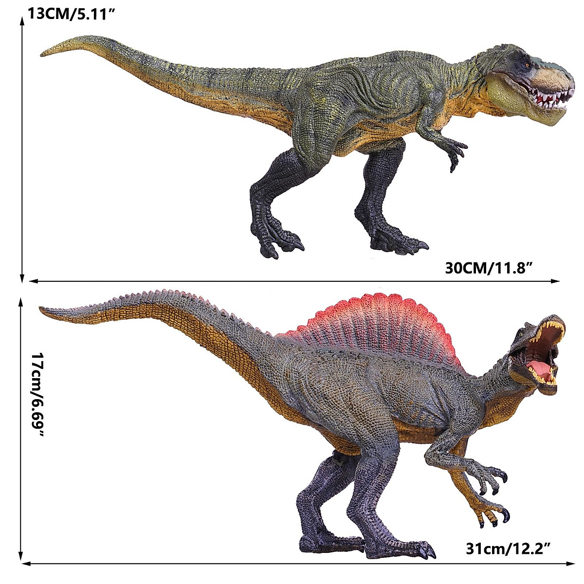 Gemini&Genius Dinosaur Toys Tyrannosaurus Rex and Spinosaurus Dinosaur World Action Figures, Great Birthday Gift, Collection, Cake Topper, Party Supplies, Room Decor for Kids 3-12 Years Old