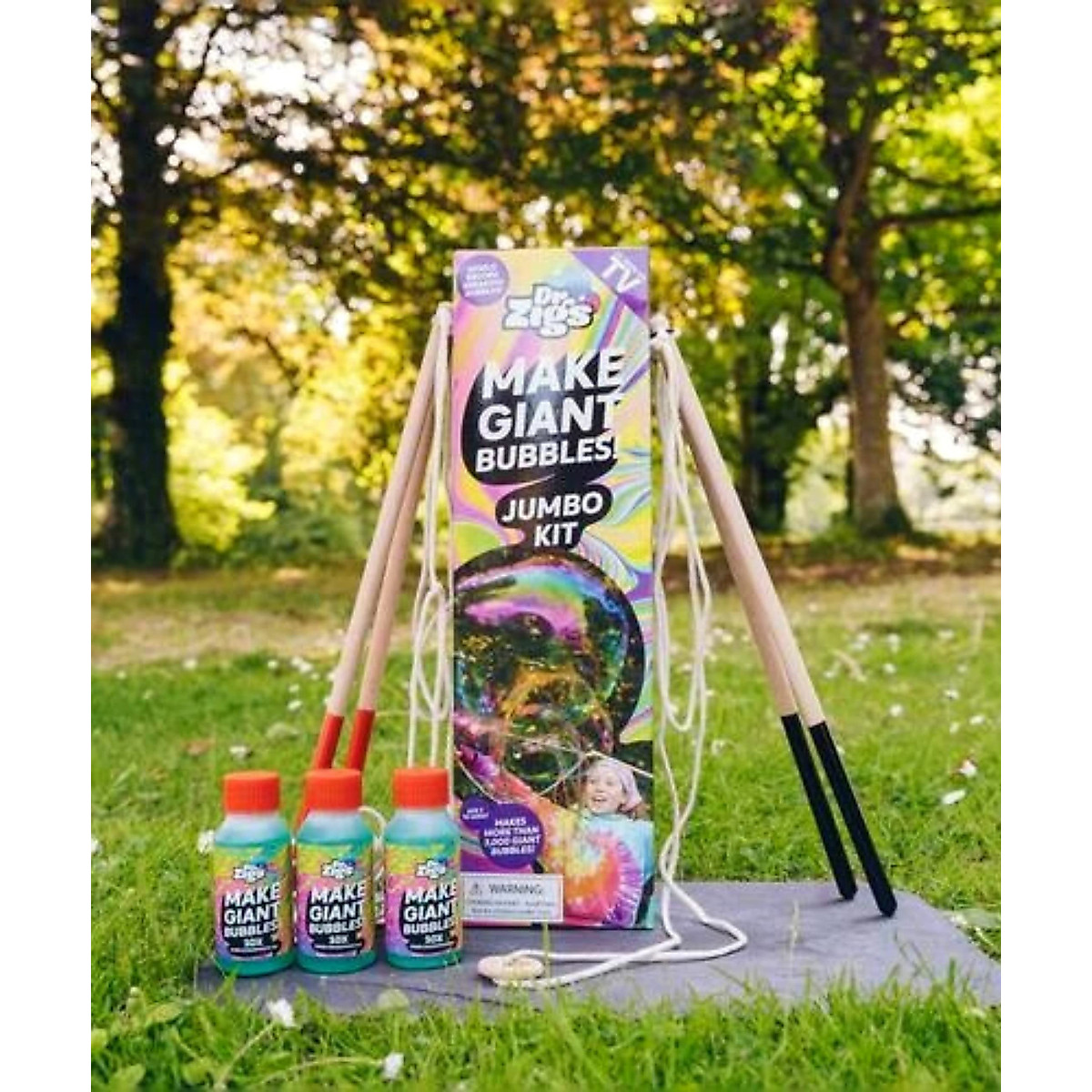 Dr Zigs Eco Giant Bubble Kit - Jumbo Set - Sustainable Wands and Professional Grade Solution, Outdoor, Garden Fun Toy.