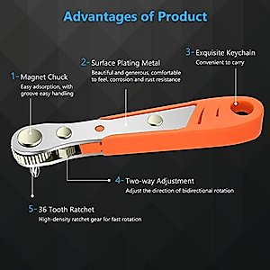 OSDUE Mini Ratchet Wrench,Right Angle Phillips Magnetic Screwdriver for Tight Spaces with 1/4" Drive High Torque Offset Reversible Mini Ratchet Offset Screwdriver for Tight Areas （1 Pc Ratchet Wrench）
