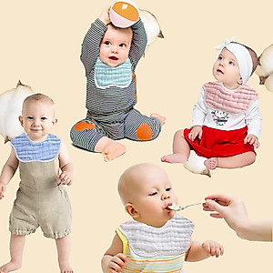 Baby Bibs Muslin Drool Bibs Teething Bibs Lap-shoulder Drooling Cloths Adjustable Multi-Use Scarf Bibs for Unisex Boys Girls 100% Organic Cotton 8-Layer Absorbent& Soft& Breathable Newborn Muslin Bibs