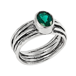 Silpada 'the Empowerment' Sterling Silver Lab-Created Emerald Ring, Size 8, Size 8