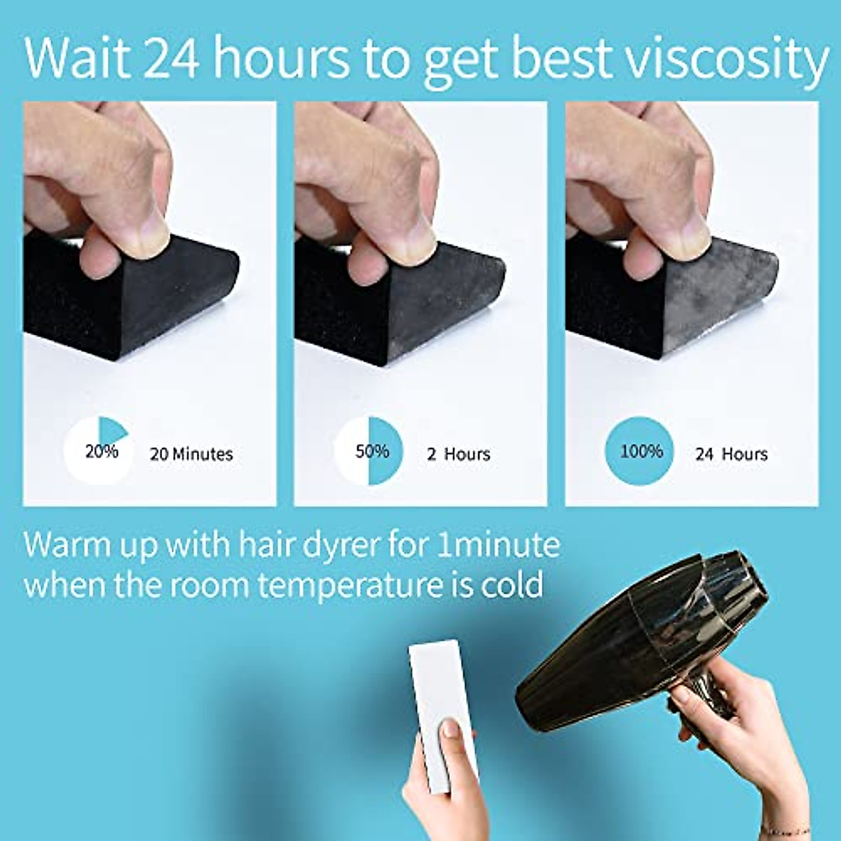 Rena Chris Hook and Loop Strips with Adhesive | 2 x 6 Inch 16 Sets | Double-Sided Interlocking Mounting Tape for Couch Cushions, Suitable for School Classroom, Office, Home- Black