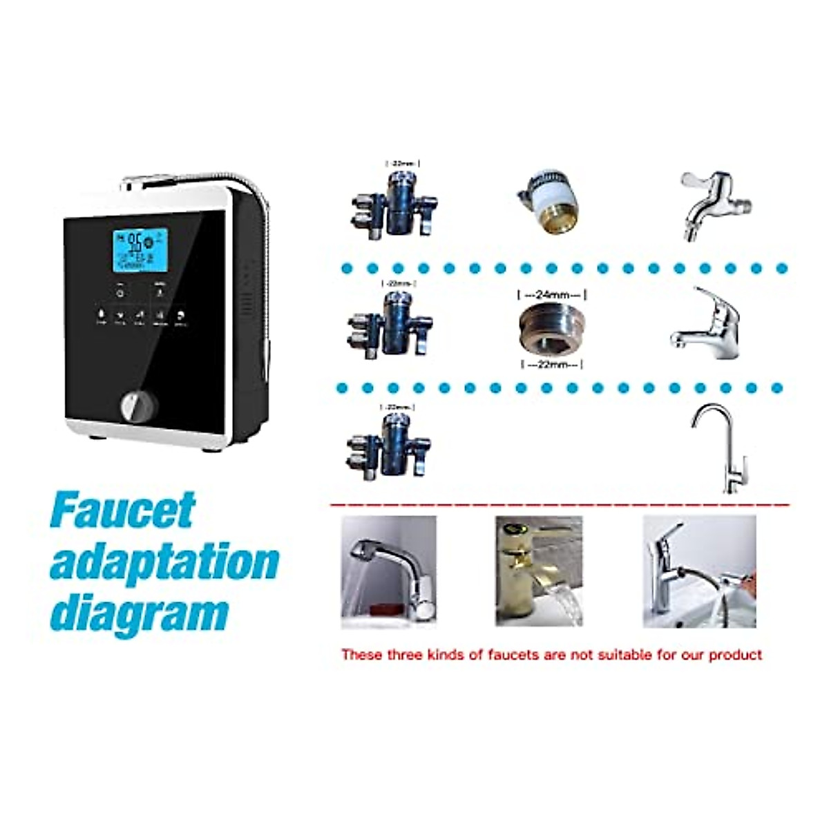 Water Ionizer and Water Purifier Machine,PH 3-11 Alkaline Acid Water Machine,Up to -800mV ORP, 8000 Liters Per Filter,11 Plate Electrode,Regulation Valve to Control PH and ORP/Auto-Cleaning