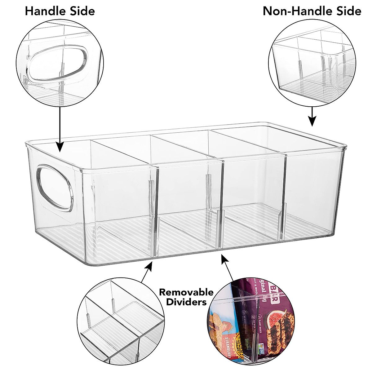 ClearSpace Plastic Pantry Organizers and Storage Bins with Removable Dividers – Perfect Kitchen Organization or Pantry Storage – Refrigerator Organizer Bins, Cabinet Organizers (2 Pack)