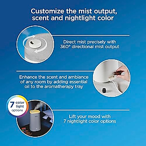 Clorox Ultra Clean Cool Mist Air Humidifier for BedRoom with UV LED Light to Reduce Germs and Bacteria, Whisper Quiet, 4L Water Tank for up to 40 Hours of Continuous Steam, White (11080)