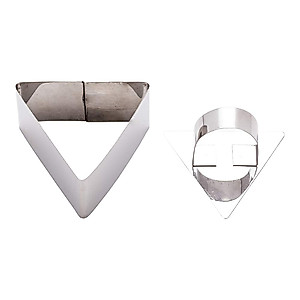 Restaurantware Pastry Tek 3.2 x 1.3 x 1.5 Inch Cake Ring Mold 1 Triangle Cooking Ring With Food Press - Small Dishwasher-Safe Stainless Steel Mousse Mold Oven-Safe For Pancakes or Cheesecakes