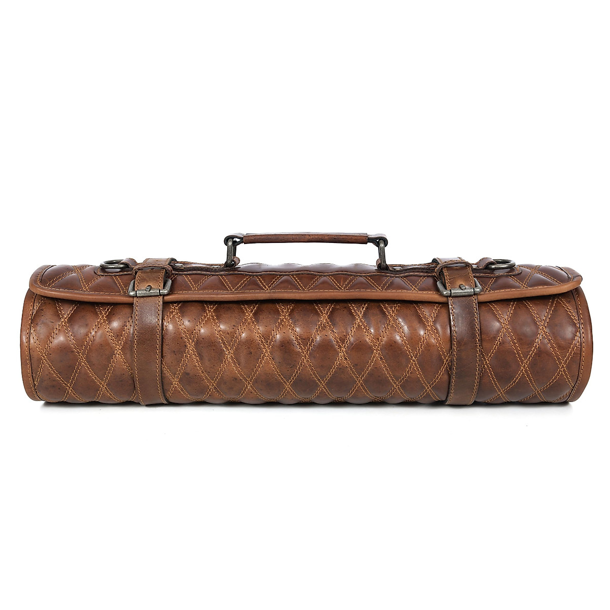 Leather Knife Roll Storage Bag, Elastic and Expandable 10 Pockets, Adjustable/Detachable Shoulder Strap, Travel-Friendly Chef Knife Case by Aaron Leather Goods