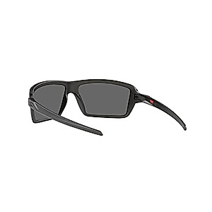 Oakley Men's OO9129 Cables Rectangular Sunglasses, Steel/Prizm Black, 63 mm