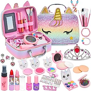 Aimidola Kids Makeup Kit for Girl - Washable Non Toxic Kid Make Up Toys, Little Girls Play Makeup Set, Kids Toy for Toddlers Children Princess, Christmas Birthday Gift for 4 5 6 7 8 9 10 Year Old Girl