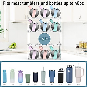 【Upgraded Larger】Water Bottle Organizer for Stanley 40 oz Tumbler with Handle, Stanley Cup Organizer for Cabinet, Kitchen Organizers and Storage for Stanley Cup Accessories, Tumbler Mug Cup Hold 12