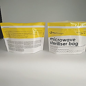 Premium Microwave Sterilizer Bags (20pcs) by Max Strength, Large & Durable Steam Bags for Baby Bottles, Soothers, Teethers & Training Cups, 20 Uses Per Bag & Marking System