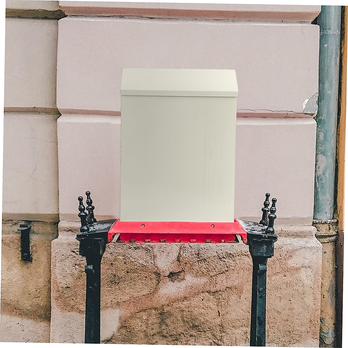 Generic Iron Letter Container Home Mailbox Wall Mounted Security Mailbox Letter Box High Capacity Mailbox White/Red Post Box, 30x23cm (M2Y1732K17H2GFY)