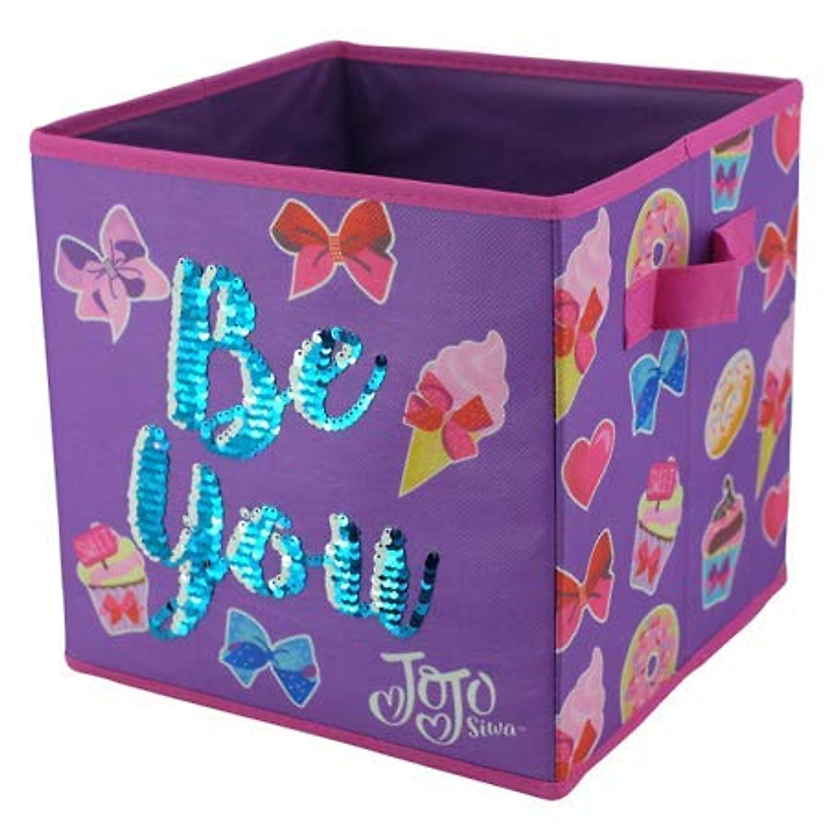 Idea Nuova JoJo Siwa 5 Piece Storage Set Including Collapsible Trunk, 2 Storage Cubes, 1 Sequin Storage Cube and 1 Pop Up Hamper