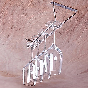 Tuliptown Stainless Steel Wine Glass Hanger Rack, Wall Mounted Wine Rack, Under Cabinet Stemware Rack for Bar or Kitchen Chrome Finish (13 Inch)