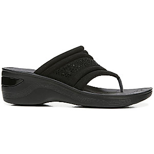 BZees Womens Dazzle Me Embellished Wedge Thong Sandals Black 11 Medium (B,M)