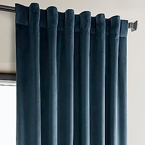 HPD Half Price Drapes Heritage Plush Velvet Curtains 96 Inches Long Room Darkening Curtains for Bedroom & Living Room 50W x 96L, (1 Panel), Avalon Blue