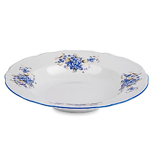THUN Deep Plate Pasta Bowl Dinnerware Forget-Me-Nots Porcelain Soup Plates Set of 4 Dinner Plate Serving Plate 9.06" (23 cm) Soup Bowl