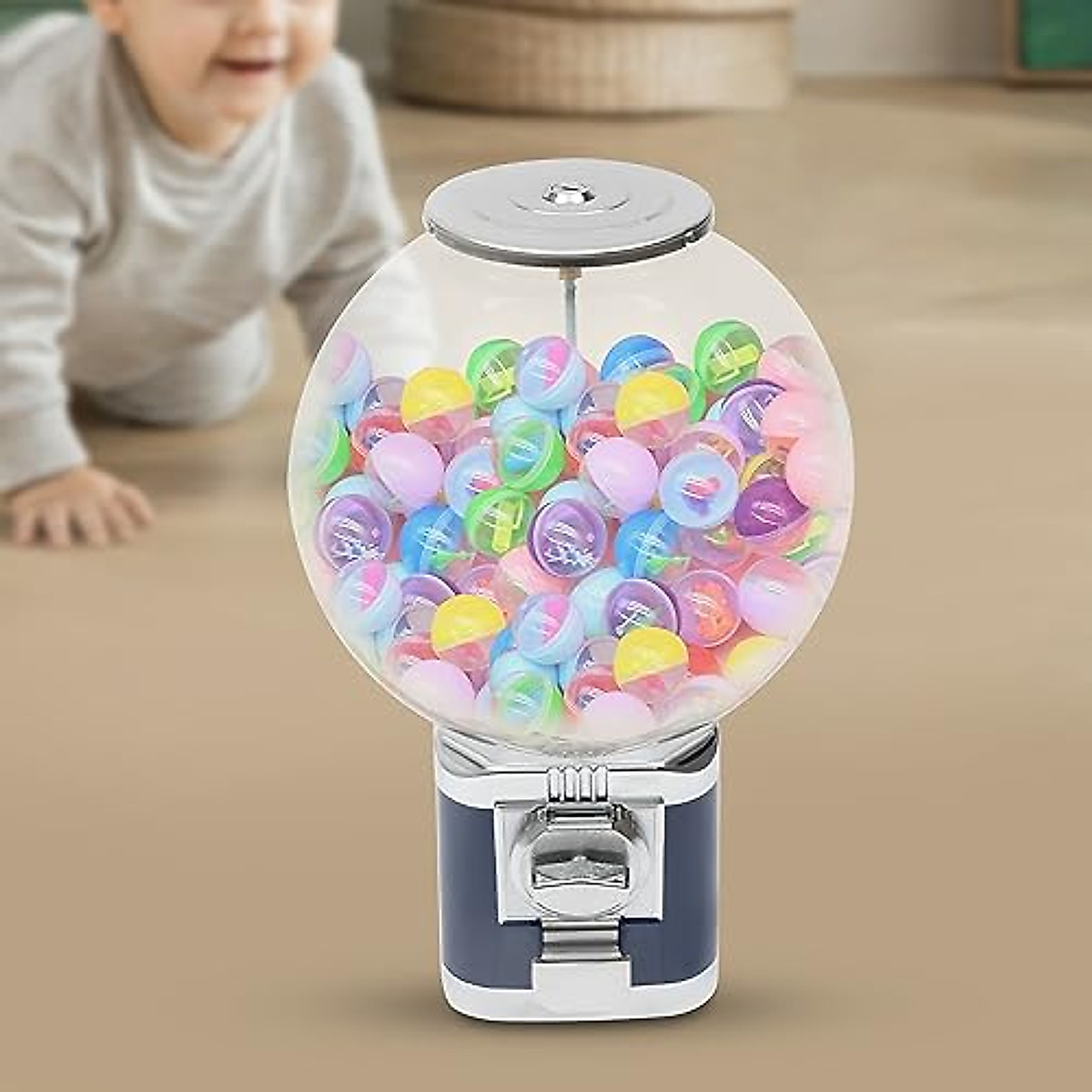 BANLICALI Vending Machine, Modern Freestanding Mini Candy Vending Machine with Keys, Big Bubble Gumball Bank for 1.26" Ball, Gumball Dispenser Machine for Business Coin Capacity 800-1000 (Dark Blue)