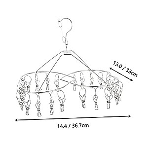 STOBAZA 1pc Drying Rack Metal Hangers Mounted Drying Rack Stainless Steel Hangers Sock Hangers with Clips Balcony Laundry Clip Clothes Drying Hanger Balcony Drying Rack Socks Clips Silver