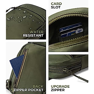 CHOLISS [Beige+Green] Small Sling Bag for Women and Men, Crossbody Bags Trendy with Extended Strap, Lightweight Chest Bag