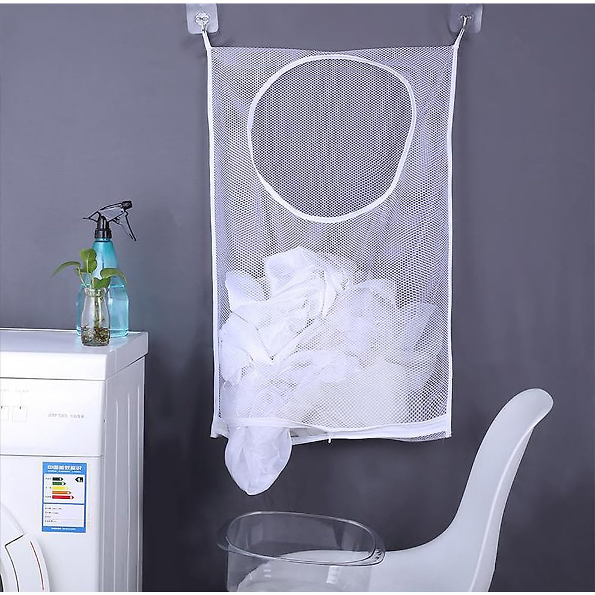 ZIIYAN 2 Pack Door Hanging Laundry Hamper Bag, Mesh Laundry Bag, Large Dirty Clothes Bag Over the Door Organizer