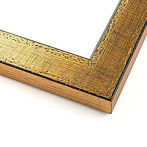 10x10 Frame Gold Rustic Solid Wood Picture Frame Width 1.25 Inches | Interior Frame Depth 0.5 Inches | Rustique Gold Traditional Photo Frame Complete with UV Acrylic, Foam Board Backing & Hanging