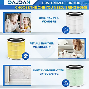 VK-6067B Filter Compatible with Vremi Air Purifier Filter Replacement and Hokeki Air Purifier Filter Replacement for VK-6067B H13 True HEPA Air Purifier including Vremi Hokeki Honkeeki Toyuugo, 2-Pack