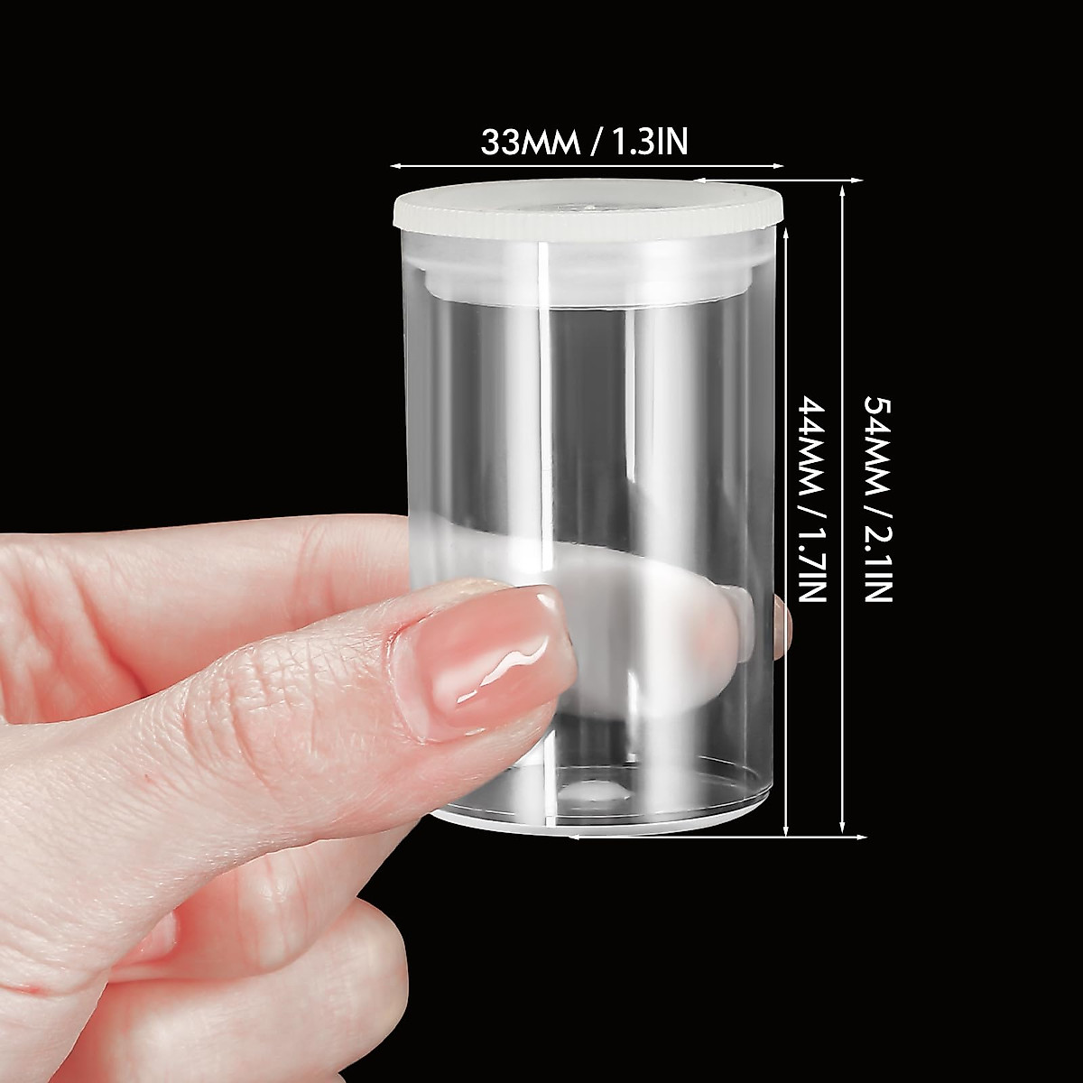 JOVITEC 200 Pcs Plastic Film Canister Holder 35 mm Empty Camera Reel Containers Storage Containers Case with Lids for Small Accessories Fish Hook Film Beads (Clear)