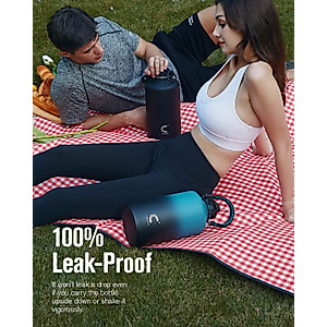 Coolplus Gallon Water Bottle Insulated with Paracord Handle & 3 Lids, 128 oz Insulated Water Jug Large Metal Stainless Steel Leakproof Falsk Cold 48H Hot 24H for Outdoor