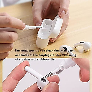 Airpods Earbuds Cleaning Kit, Airpods Pro 1 2 3 Cleaner Kit Pen Shape with Soft Brush for Wireless Earphones Bluetooth Headphones Charging Box Accessories Tool, Computer, Camera and Phone (White)