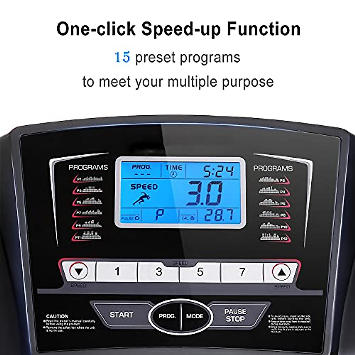 Folding Treadmill Electric Treadmill Motorized Running Machine Tread Belt with 15 Preset Programs & Incline LCD Display & Cup Holder Home Gym 52.87 in(L)x26.77 in(W)x45.7 in(H)