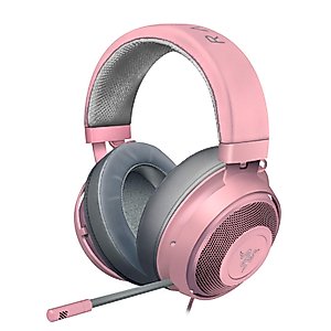 Razer Kraken Gaming Headset: Lightweight Aluminum Frame, Retractable Noise Isolating Microphone, For PC, PS4, PS5, Switch, Xbox One, Xbox Series X & S, Mobile, 3.5 mm Audio Jack - Quartz Pink