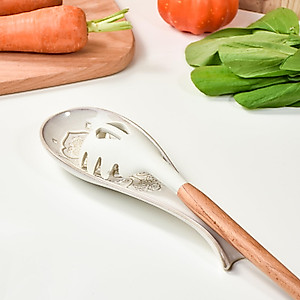 Ceramic Spoon Rest for Stove Top, Spoon Holder, Spoon Rest for Kitchen Counter, Utensil Rest for Spatula & Tong, Kitchen Decor and Accessories （White）