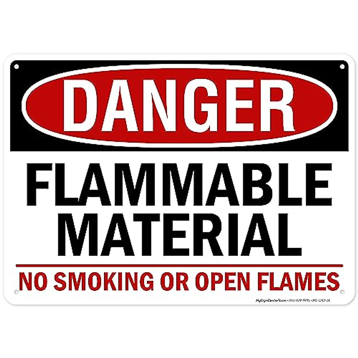 Danger Flammable Material No Smoking Or Open Flames Sign, 10x14 Inches, Rust Free .040 Aluminum, Fade Resistant, Made in USA by My Sign Center
